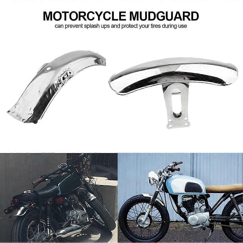 Universal Motorcycle Front wheel Fender Retro Black \\Chrome Tire ...
