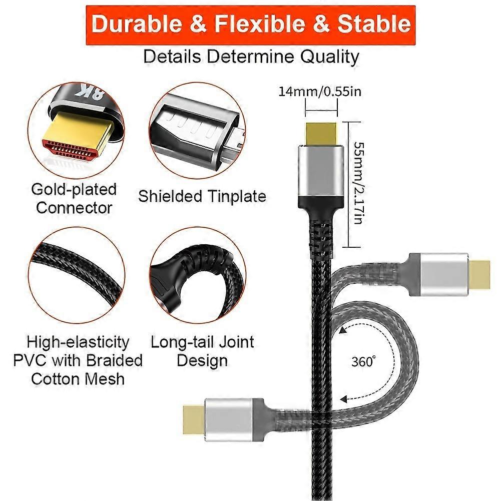 8K HDMI-compatible Cable HDMI 2.1 8K@60Hz Ultra Digital HD UHD High ...