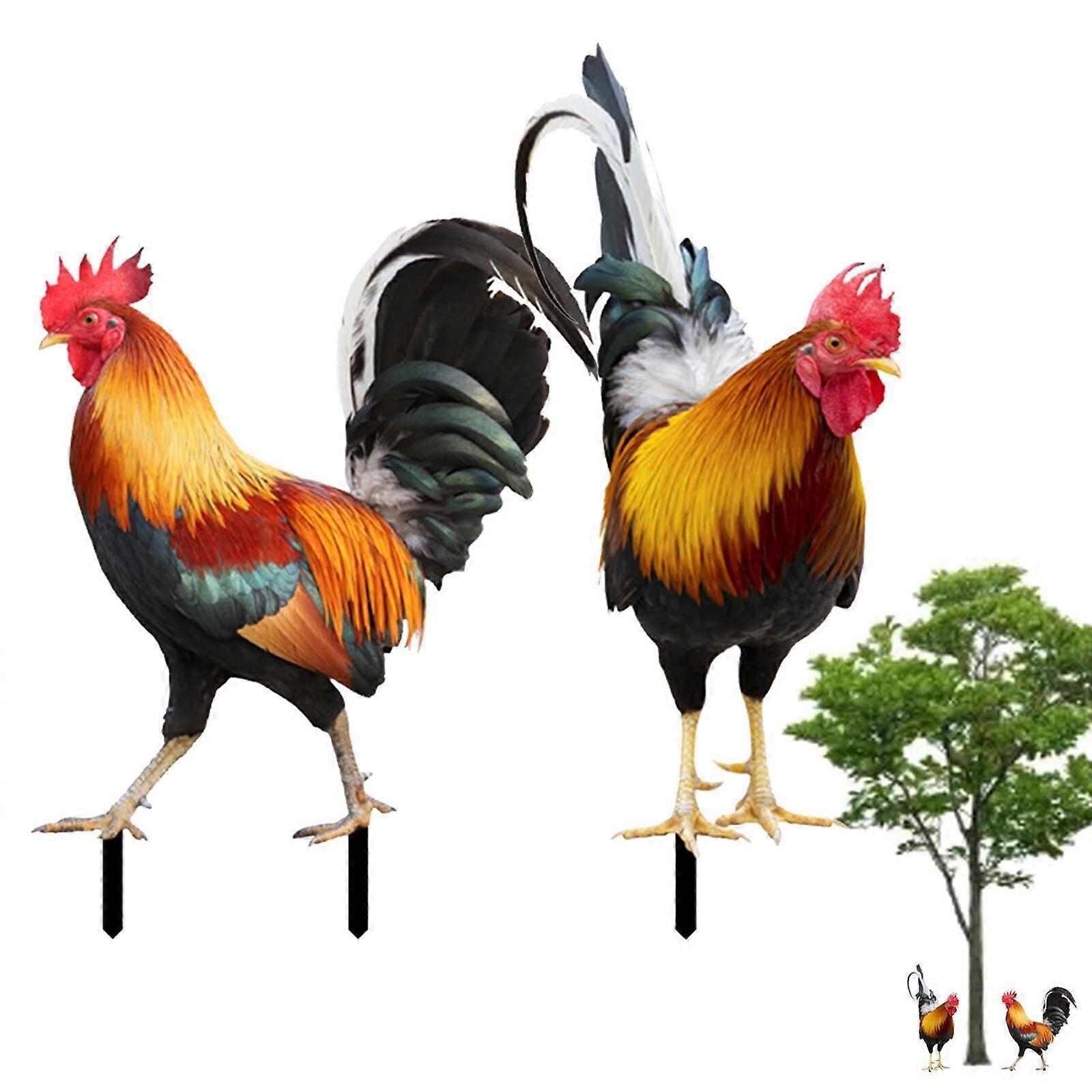 2pcs Rooster Yard Decor Outdoor Garden Statue Acrylic Weatherproof ...