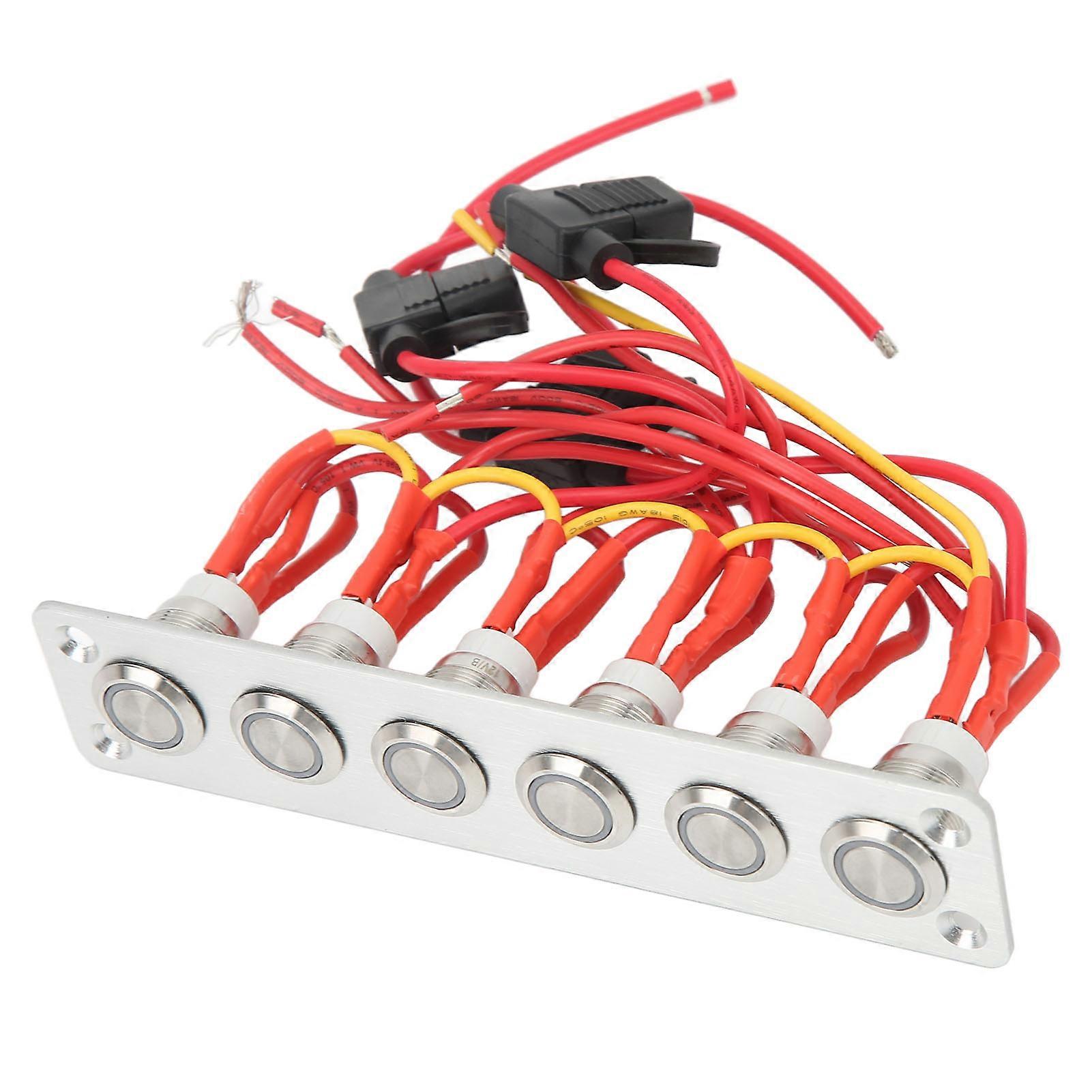 Pre Wired 6 Gang Push Button Switch Panel with Blue LED Lights for Car ...