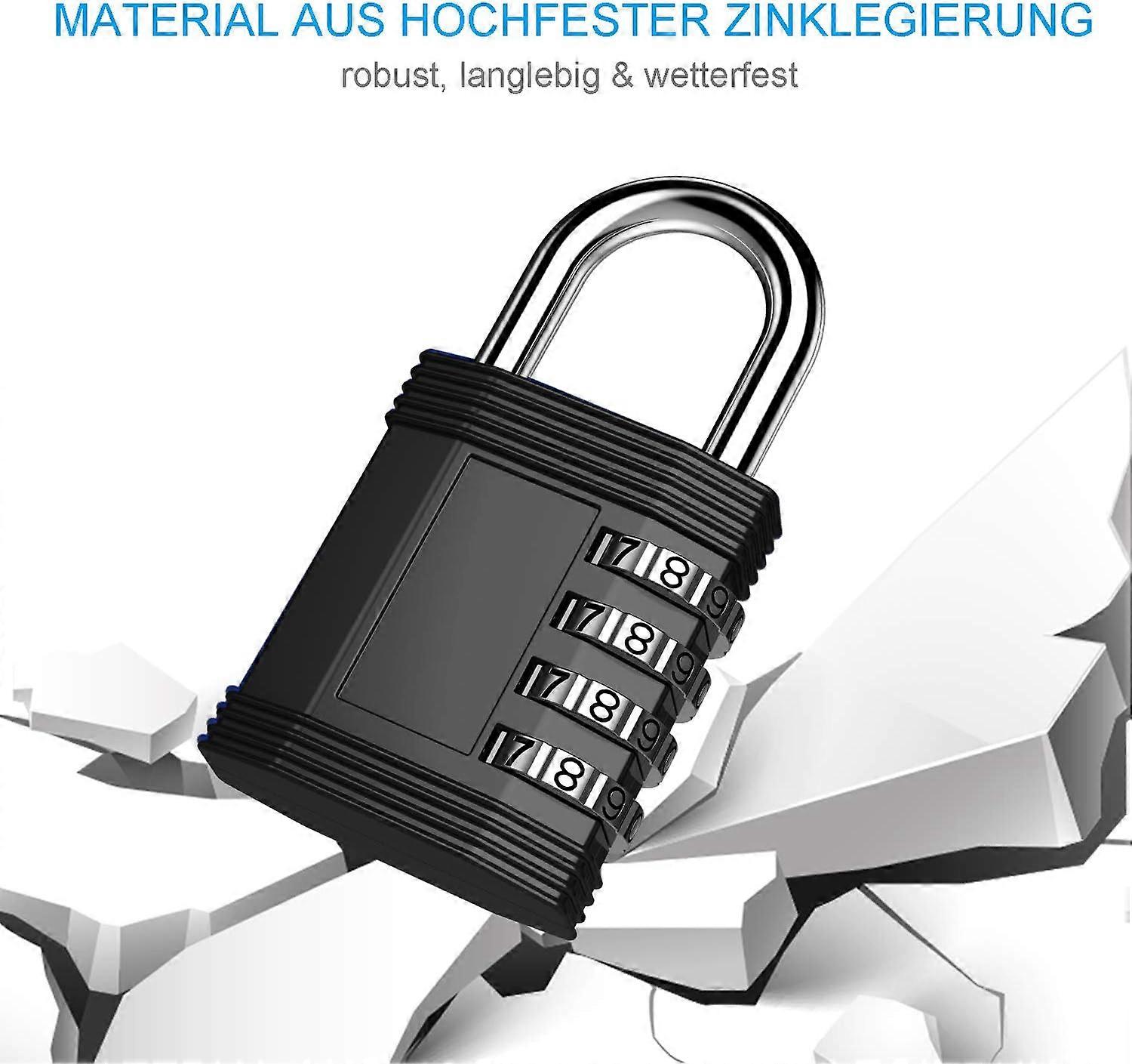 Combination lock 4 digits, locker lock for gym locker (black), school ...