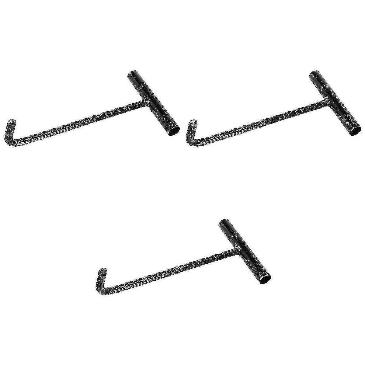 3 Pcs T-shaped Manhole Cover Hook Sewer Rolling Door Lifting Hook T ...
