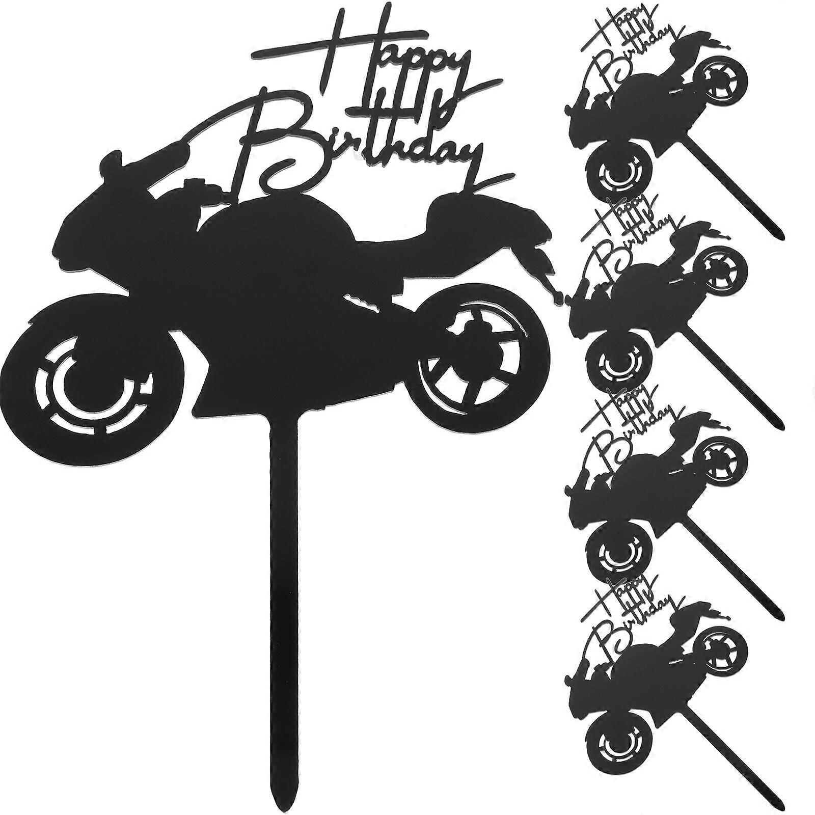 5pcs Acrylic Motorbike Cupcake Toppers Cake Picks Birthday Party ...