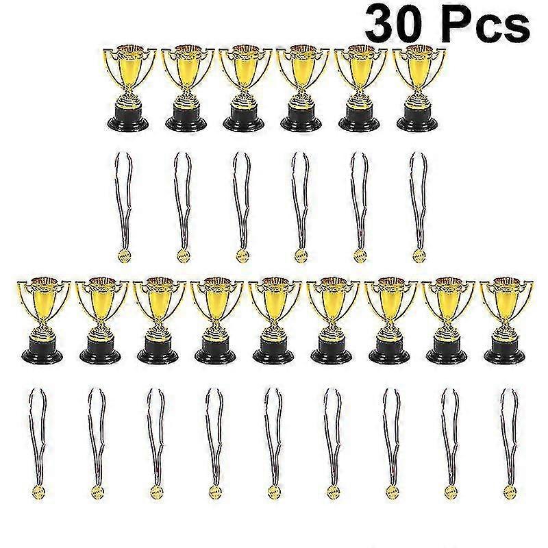 15 Set Mini Trophy Student Sports Award Trophy Medal With Ribbon ...