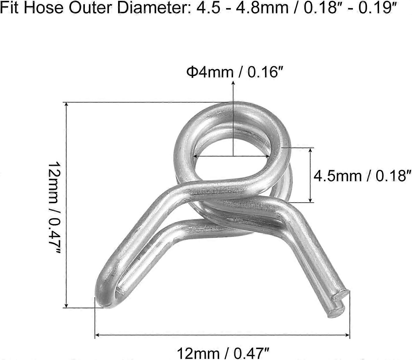 Double Wire Spring Hose Clamp, 20pcs 304 Stainless Steel 4mm Inner Dia ...