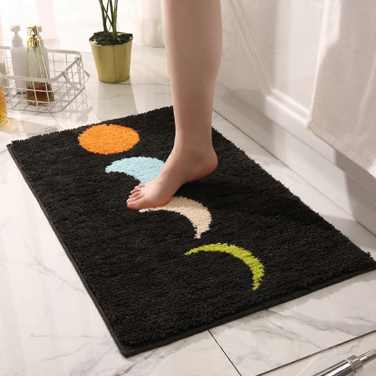 Boho Bathroom Rug, Non-Slip Moon Phases Bath Rug for Bathroom, Tub ...