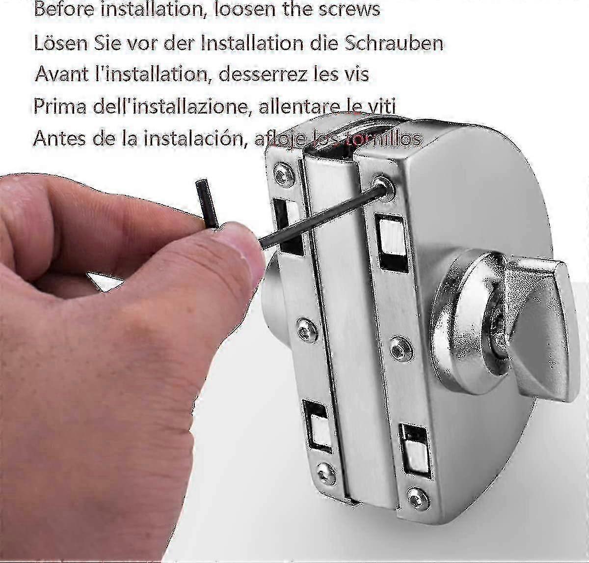 Glass Door Lock, No Drilling Stainless Steel Double Sliding Center ...