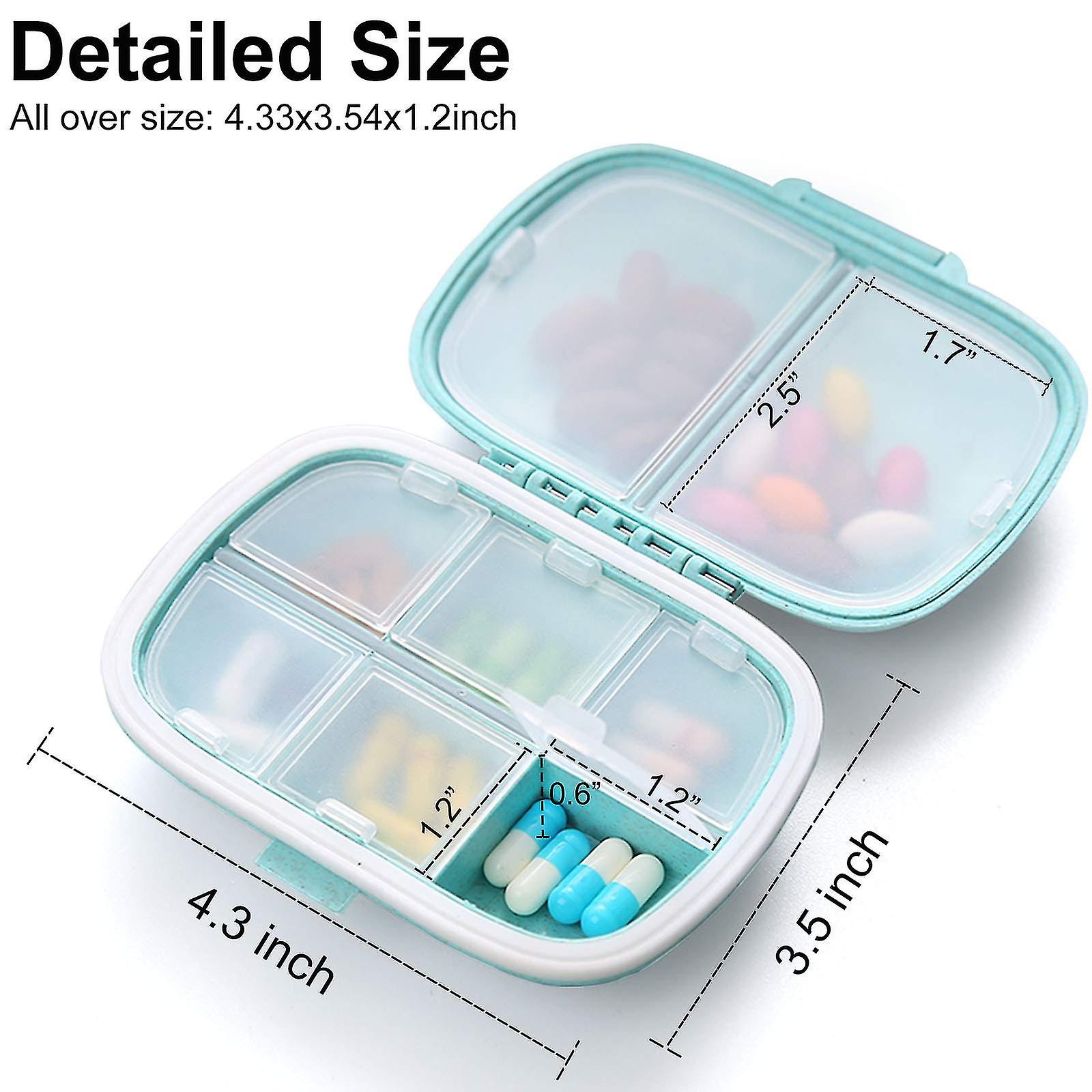 3 Pack 8 Compartments Travel Pill Organizer Moisture Proof Small Pill ...