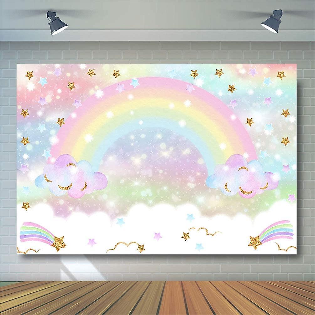 Rainbow Backdrop For Girls Birthday Party 7x5ft Glitter Star Rainbow ...