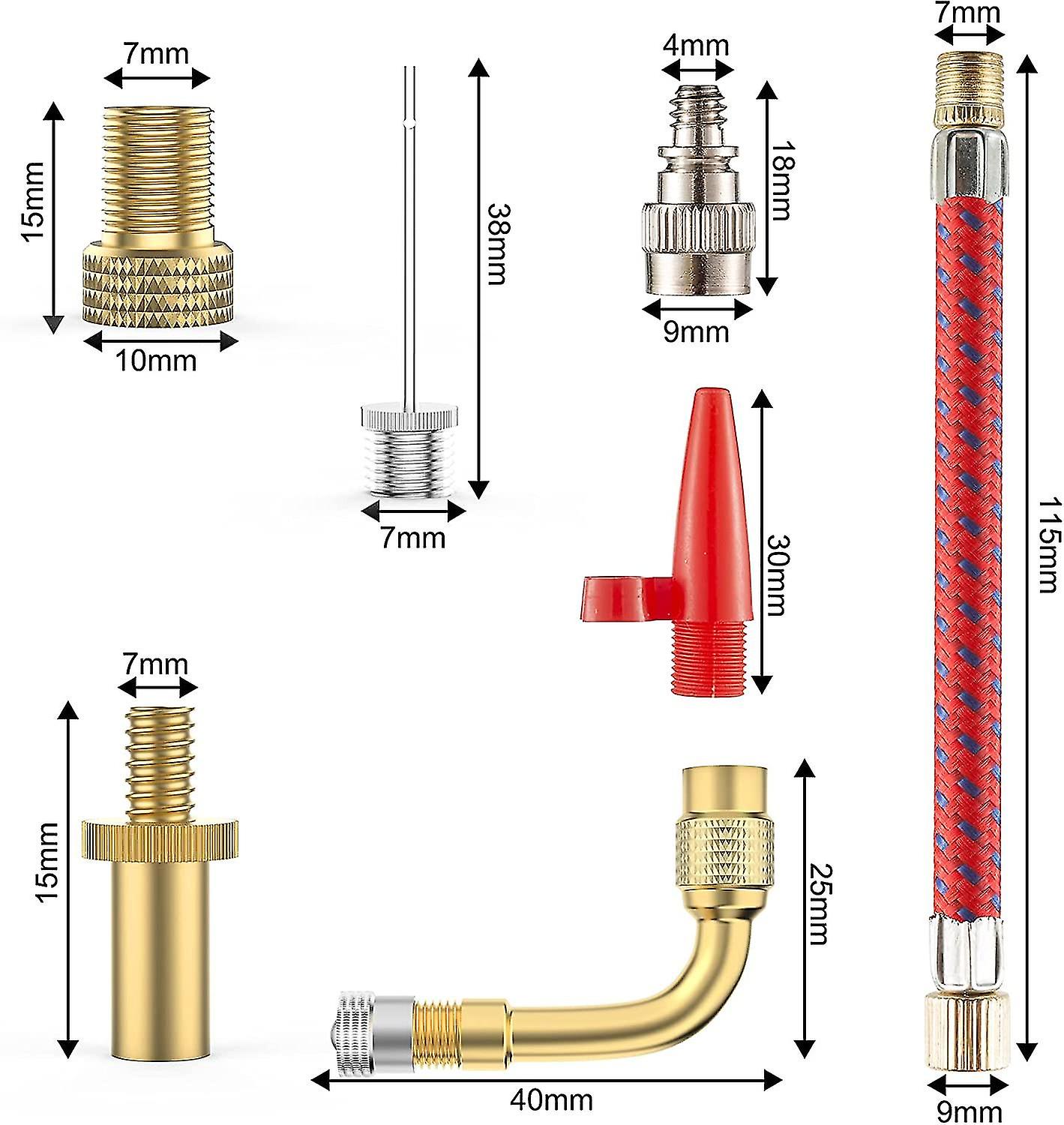 Bike Pump Adapter, 12 Pieces Bike Valve Adapter Dv Av Sv Bicycle Valve ...