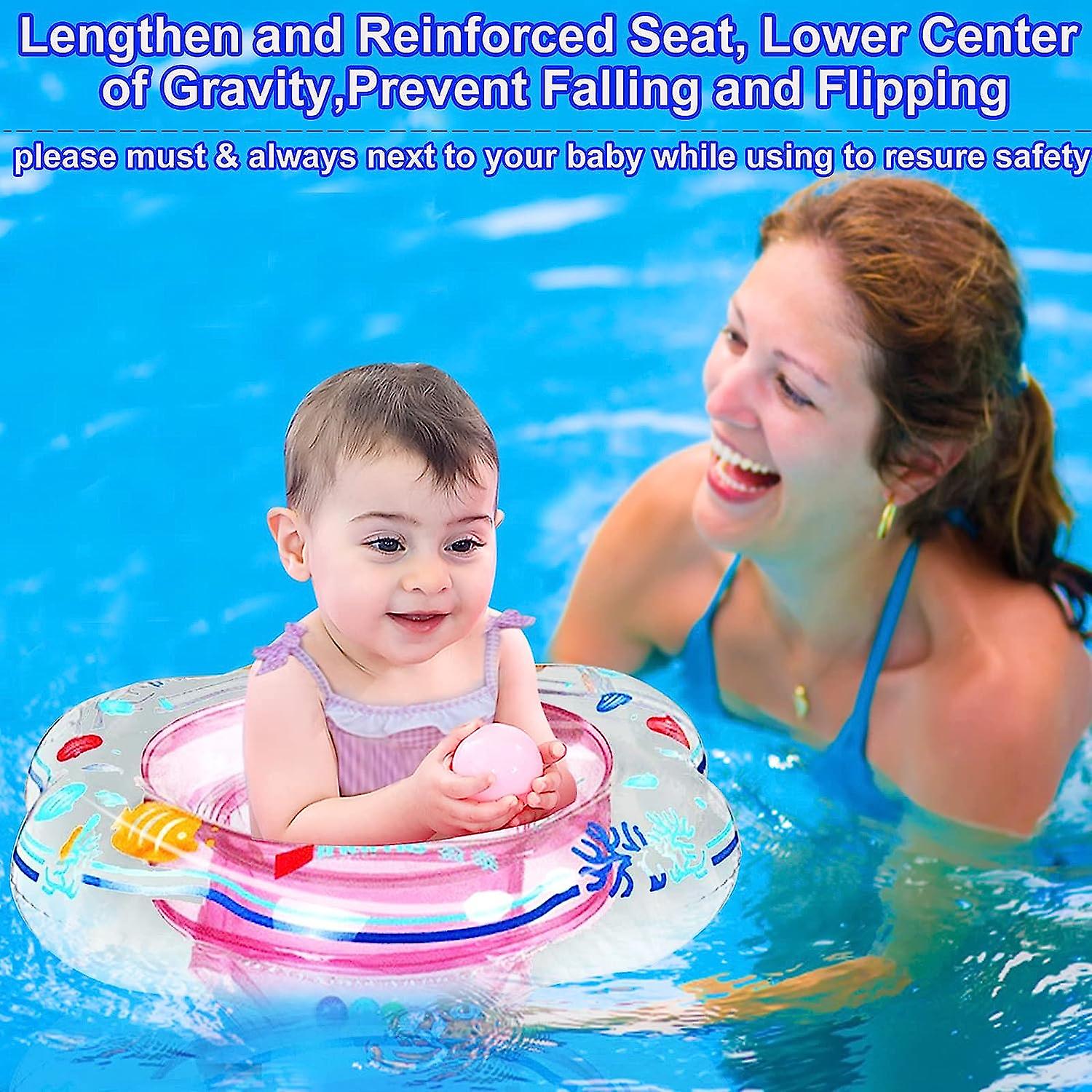 Baby Swimming Ring Floats with Safety Seat Double Airbag Swim Rings for Babies Kids Swimming ...
