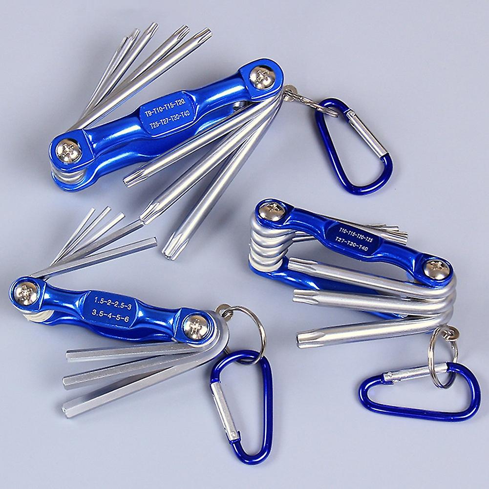 ZHOUBA Multifunctional Folding Hex Wrench Spanner Set Portable Metric ...