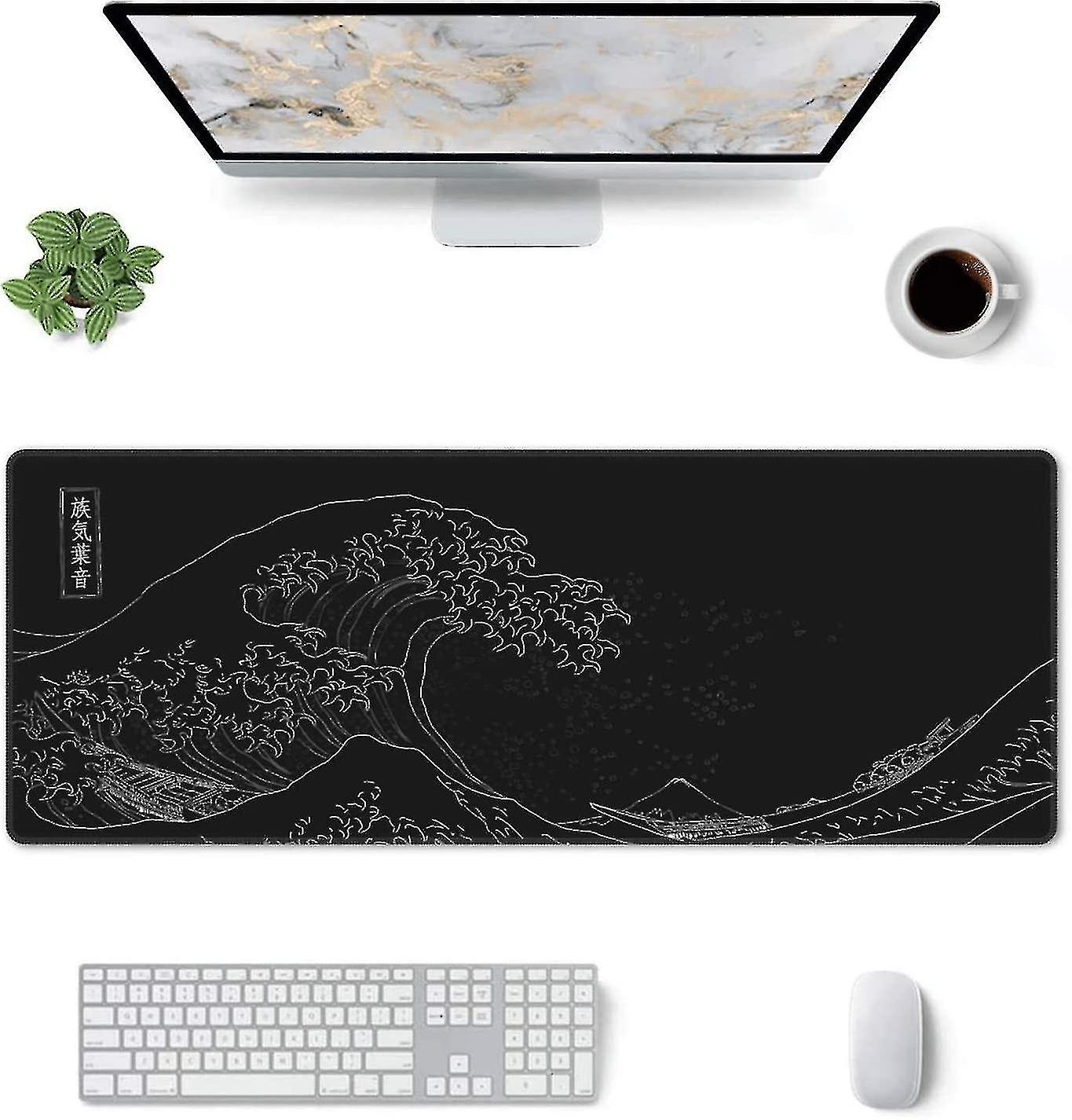 Extended Large Anime Black Mouse Pad The Great Wave Off Kanagawa ...