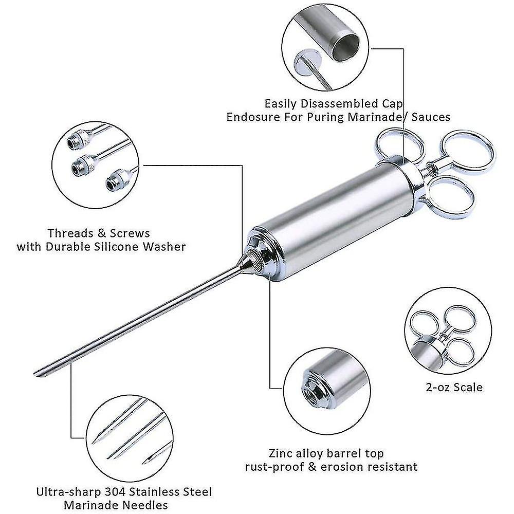 Heavy Duty 304 Stainless Steel Meat Injector Kit With 60ml Large ...