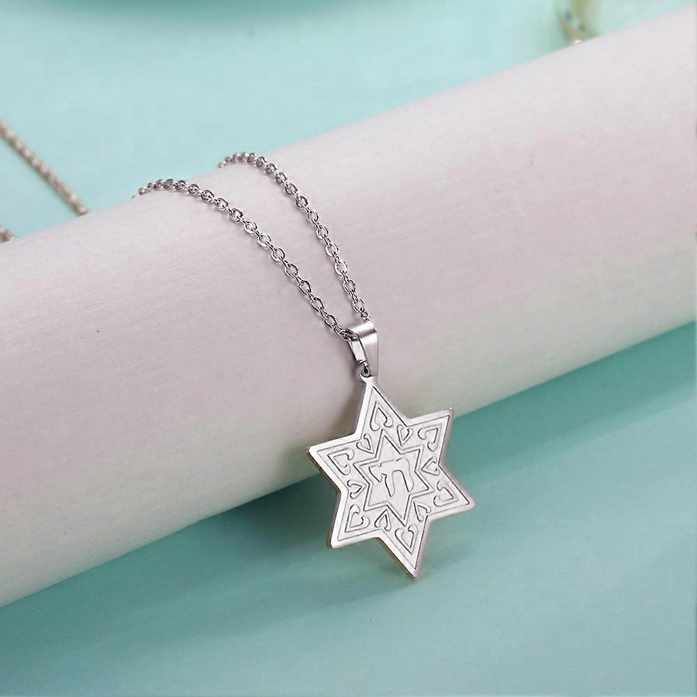 Dawapara Star Of David With Hebrew Chai Letter Necklace Stainless Steel ...