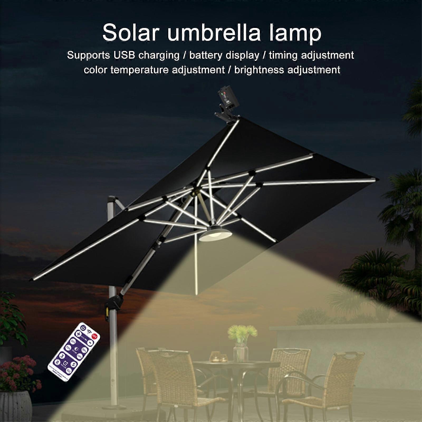 Solar Umbrella Lights Outdoor,Timed Remote Control, Solar Powered Patio ...