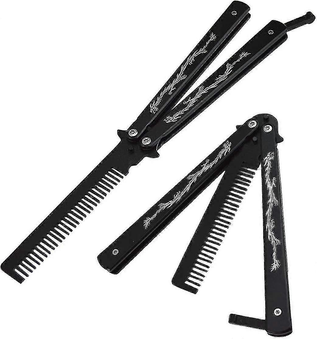 Dww-butterfly Comb Stainless Steel Folding Comb Balisong Metal Comb ...