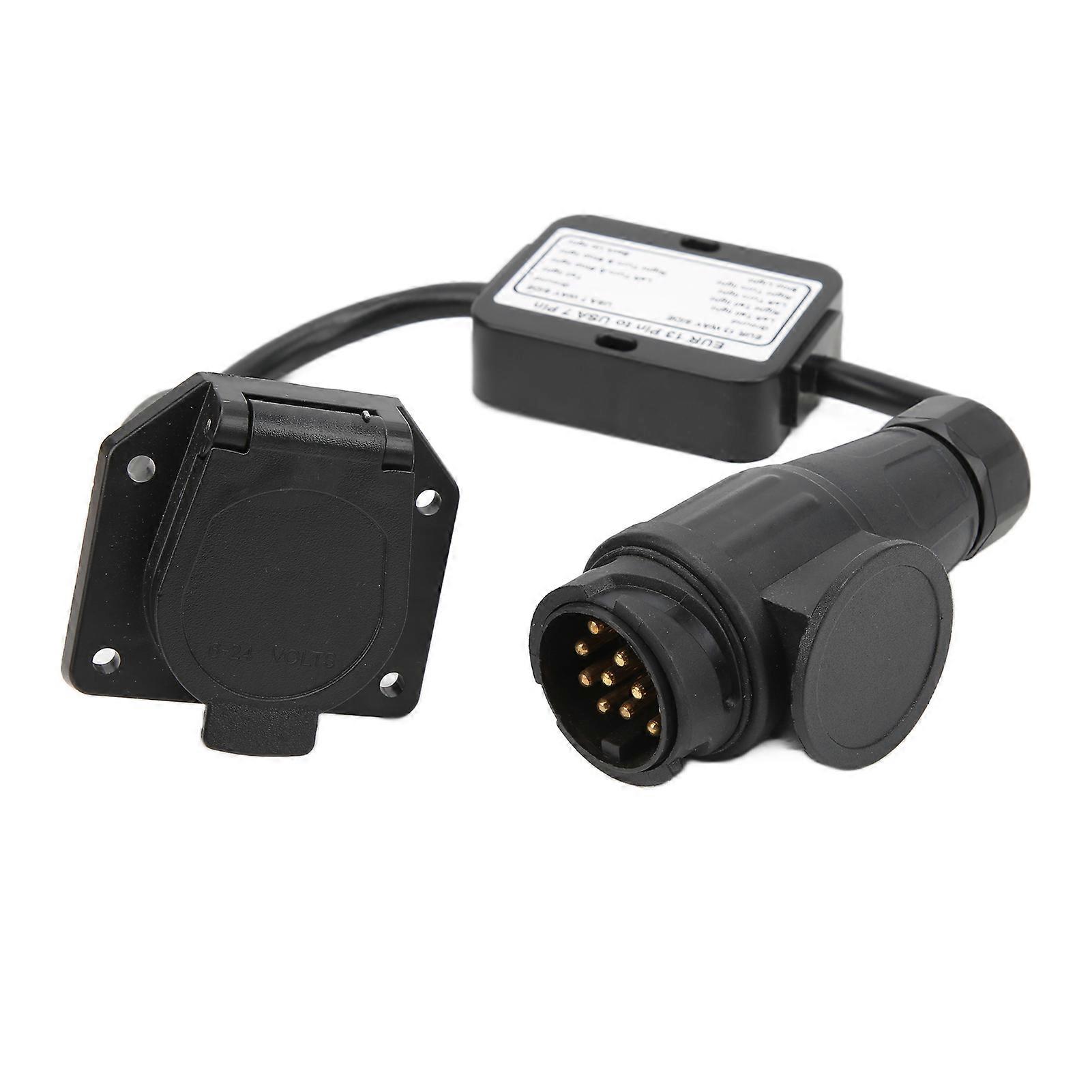 European 13 Pin to American 7 Way Plug Round Connector Trailer Light ...