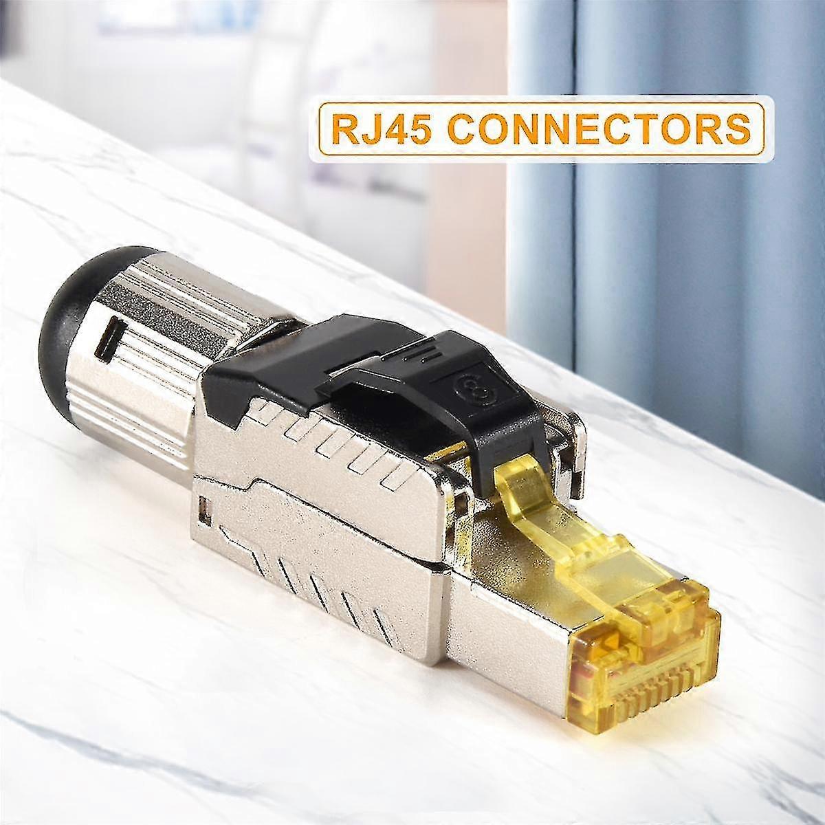 6-Pack Tool Free Shielded RJ45 Cat 8, Cat8 Field Termination Plug, Cat8 ...