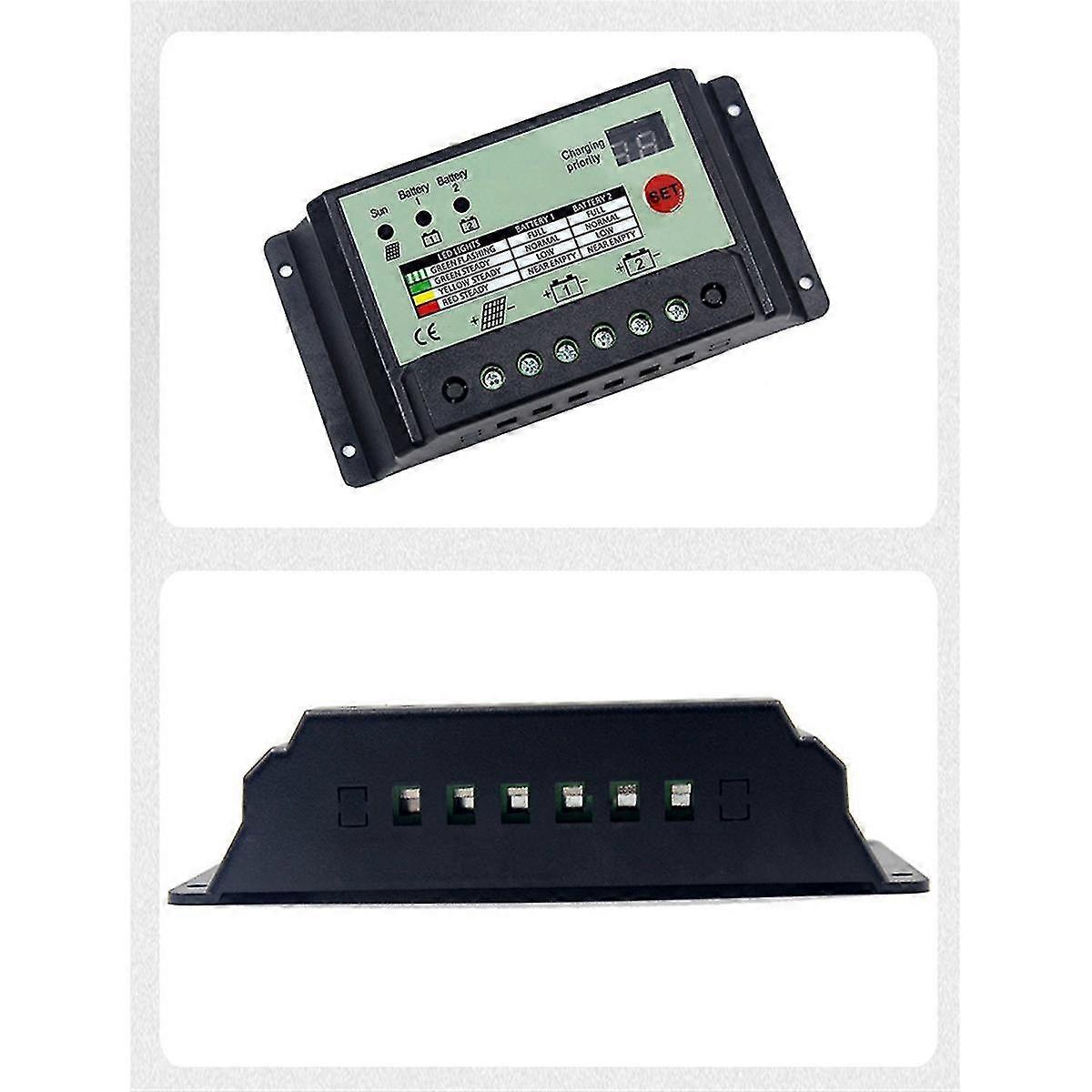 Dual Battery Solar Charge Controller PWM 12V 24V System Batteries Power ...