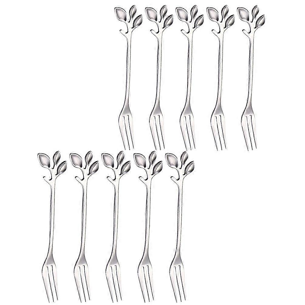 10pcs Appetizer Forks Creative Leaf Dessert Fork Fruits Cake Fork ...