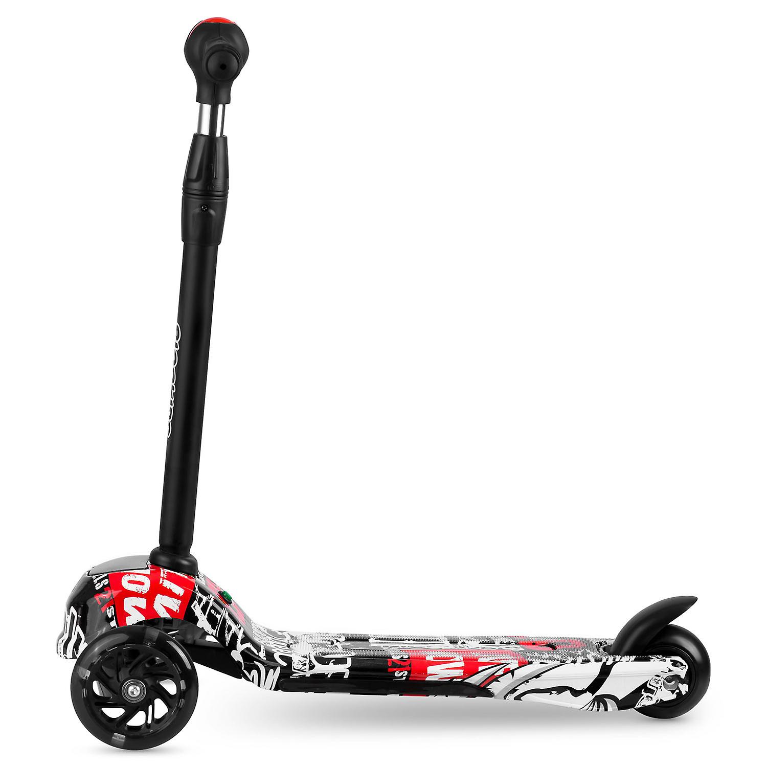 Kinder step - driewieler - met led verlichte wielen - wit met rood ...