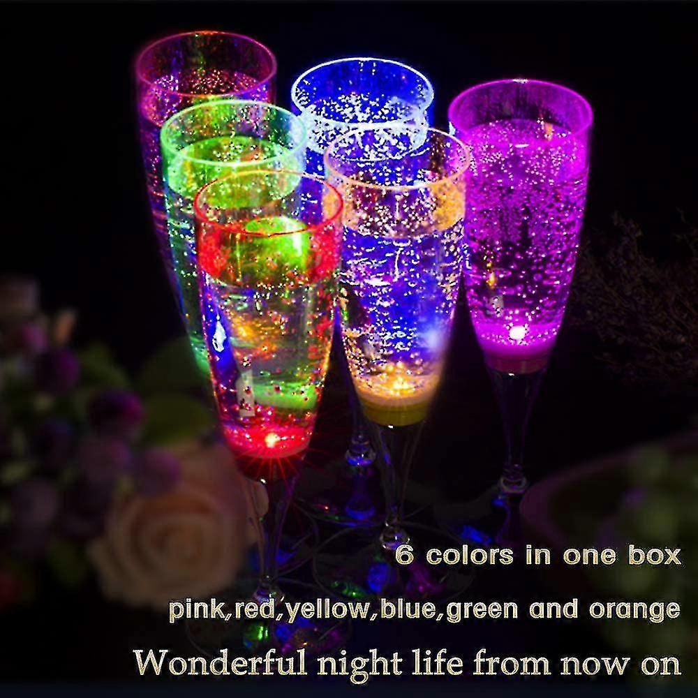 6 Pack Led Wine Glasses Champagne Flutes Light Up Glasses Led Liquid ...