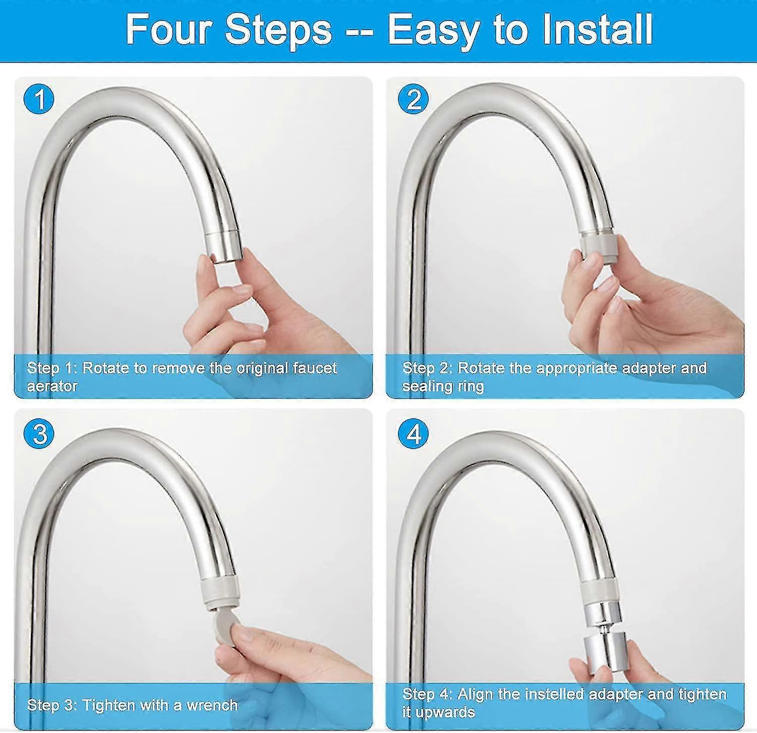 360 Degree Faucet Aerator, Water Saving Filter Swivel Kitchen Faucet ...