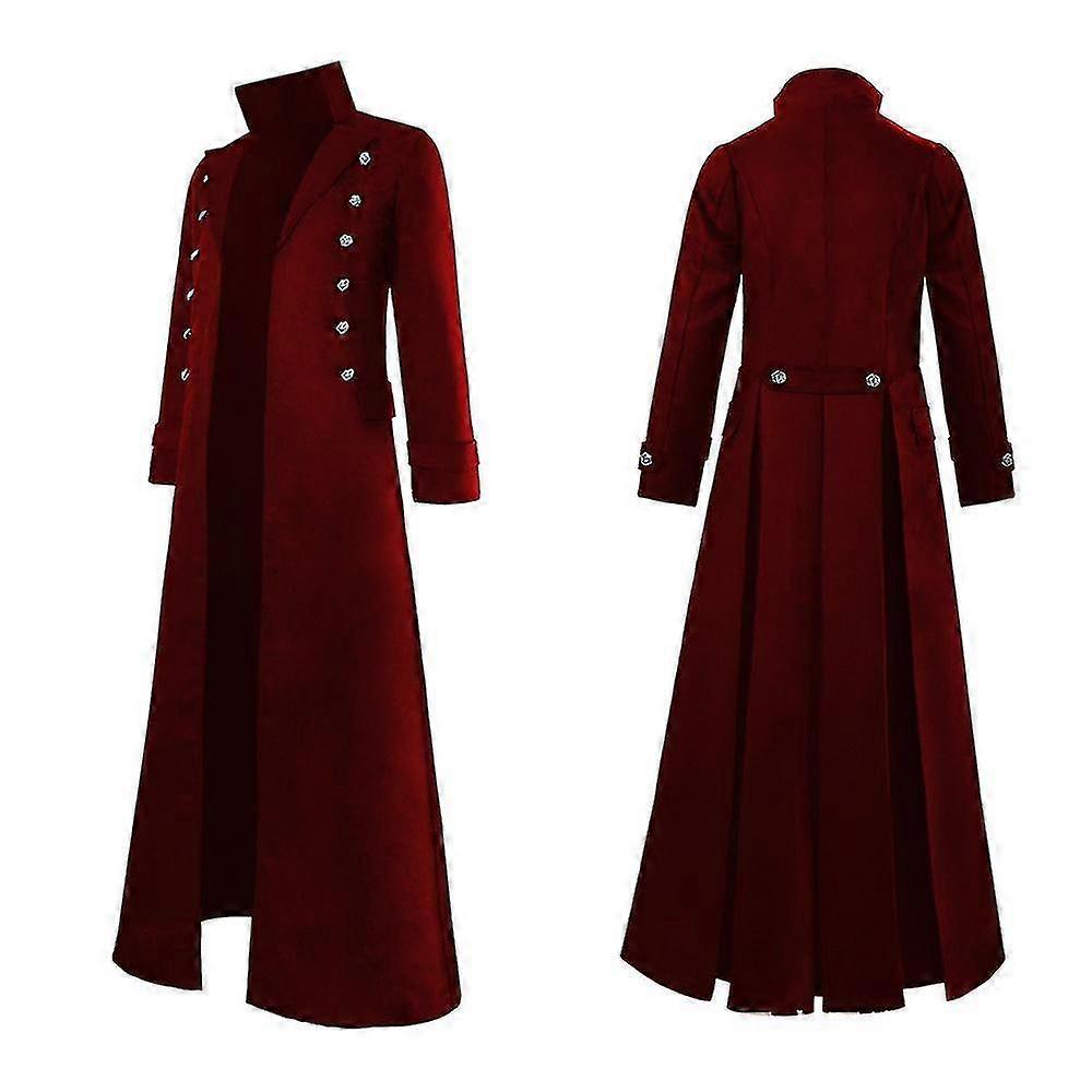 Vintage Men S Gothic Steampunk Long Jacket Trench Coat Retro Medieval ...