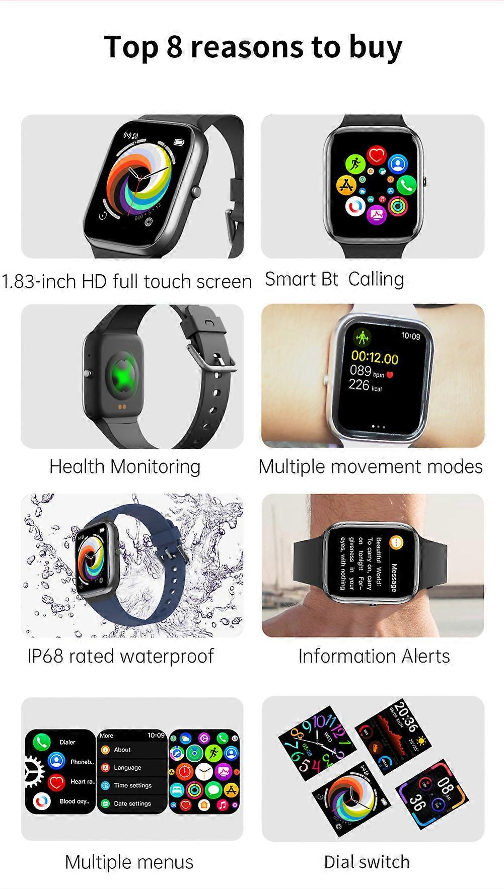 Y9 Smart Watch Mænd Kvinder Sport Fitness Watch Armbånd Tracker Trin Ca ...