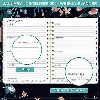 Diary 2024 - A5 Diary Week to View from Jan 2024 to Dec 2024 - with ...