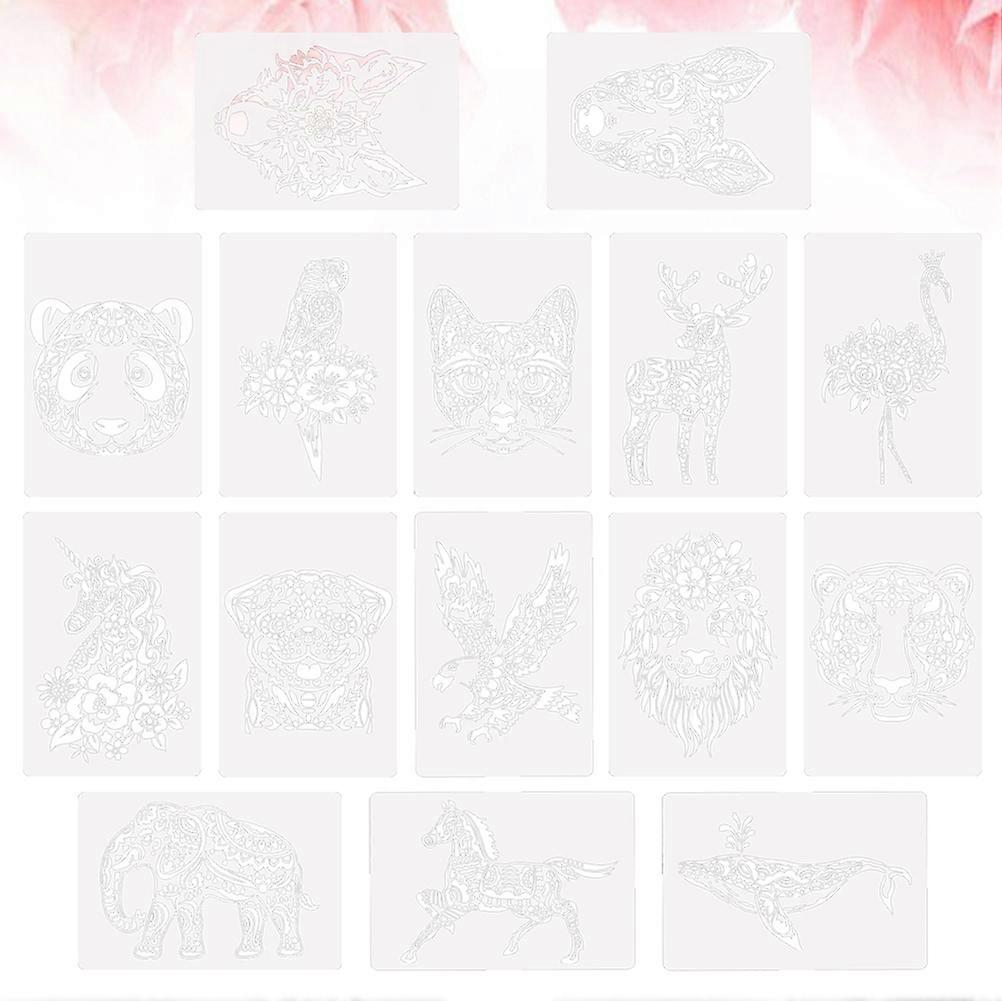 15pcs DIY Drawing Template Animal Shape Painting Stencils DIY Hollow ...