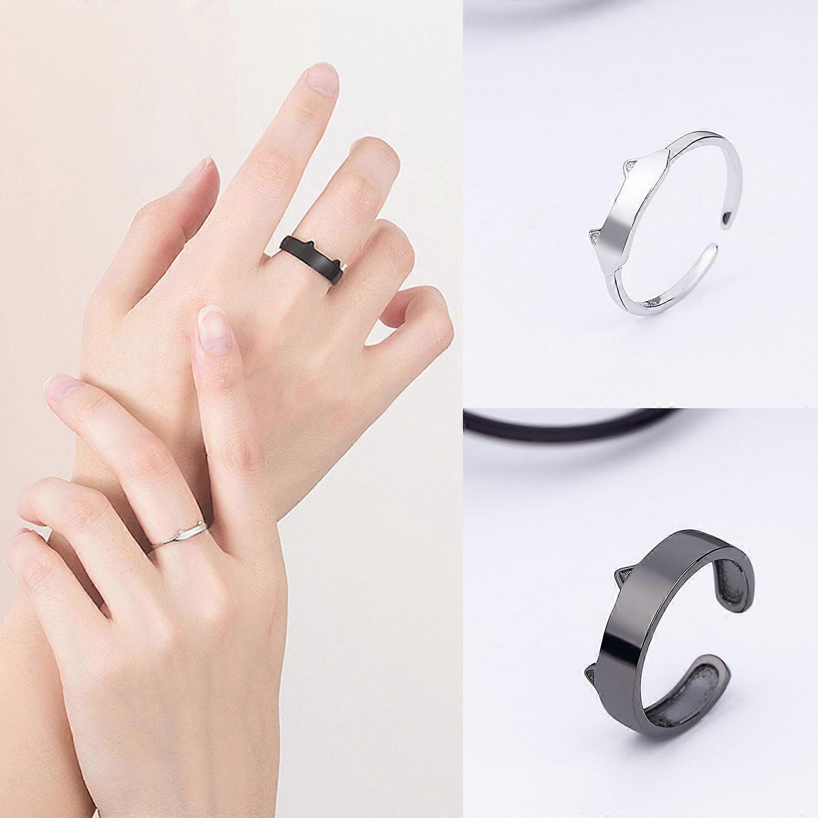 2 Pcs Copper Couple Rings Student Cute Jewelry Open Rings for Birthday ...