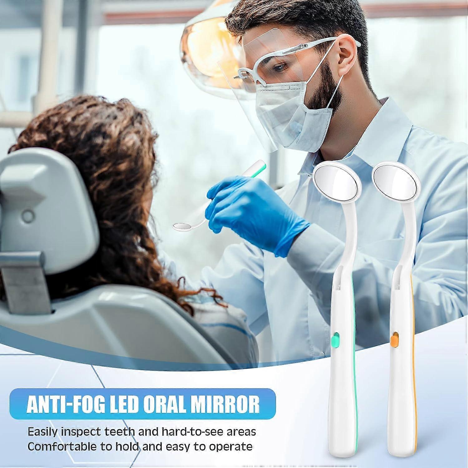 Dental Mirror with Light 2 Pieces Mouth-Tooth Mirror Dental Inspection ...