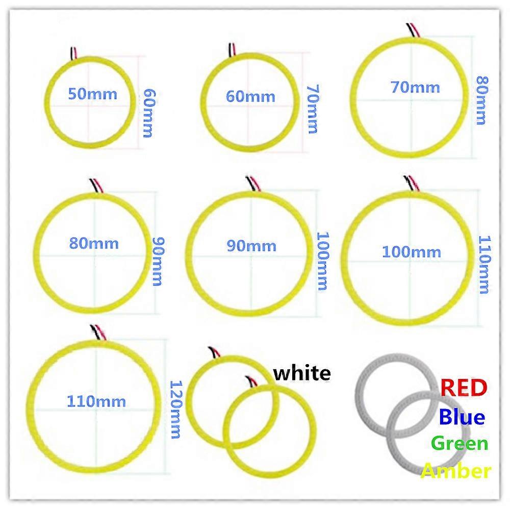 2PCS LED Halo Rings Angle Eyes 60mm 70mm 80mm 90mm 95mm 100mm 110mm ...