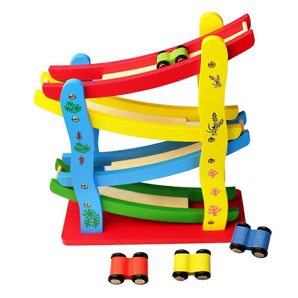 Wooden Car Ramps Race Set 3 Level Toy Car Ramp Race Track Includes 3 ...
