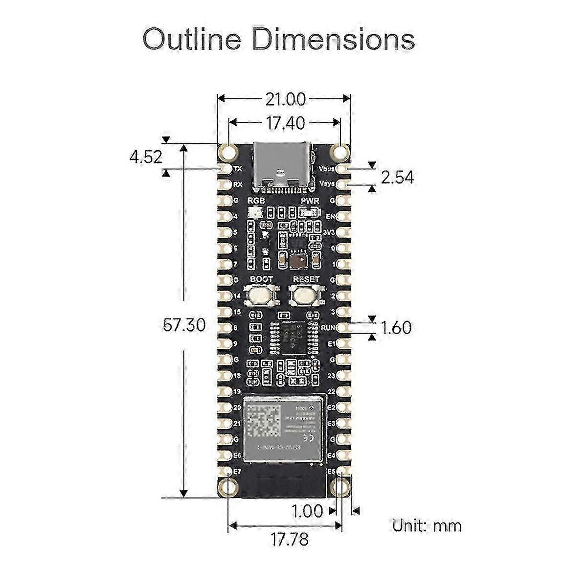 ESP32-C6-Pico Development Board WiFi 6 Microcontroller ESP32-C6-MINI-1 ...