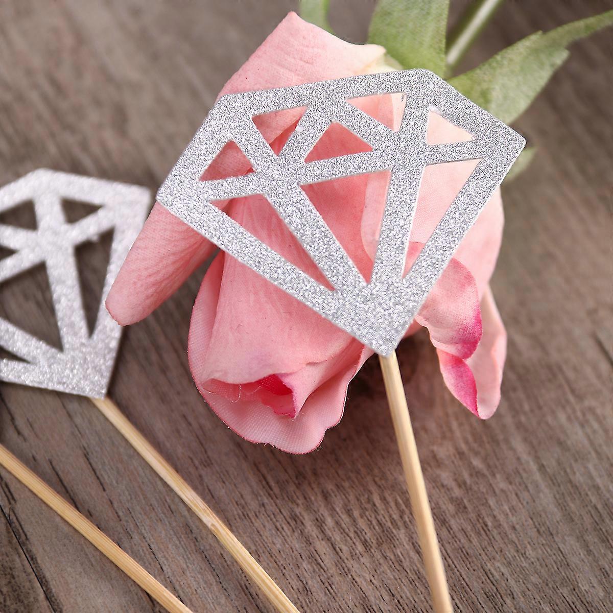 50pcs Glitter Paper Gold Diamond Cake Toppers Cake Decoration Party ...