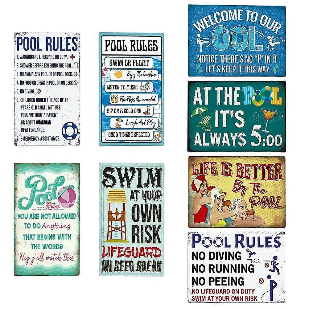Funny Pool Rule Sign Swimming Pool Signage Metal Pool Sign for Pool ...