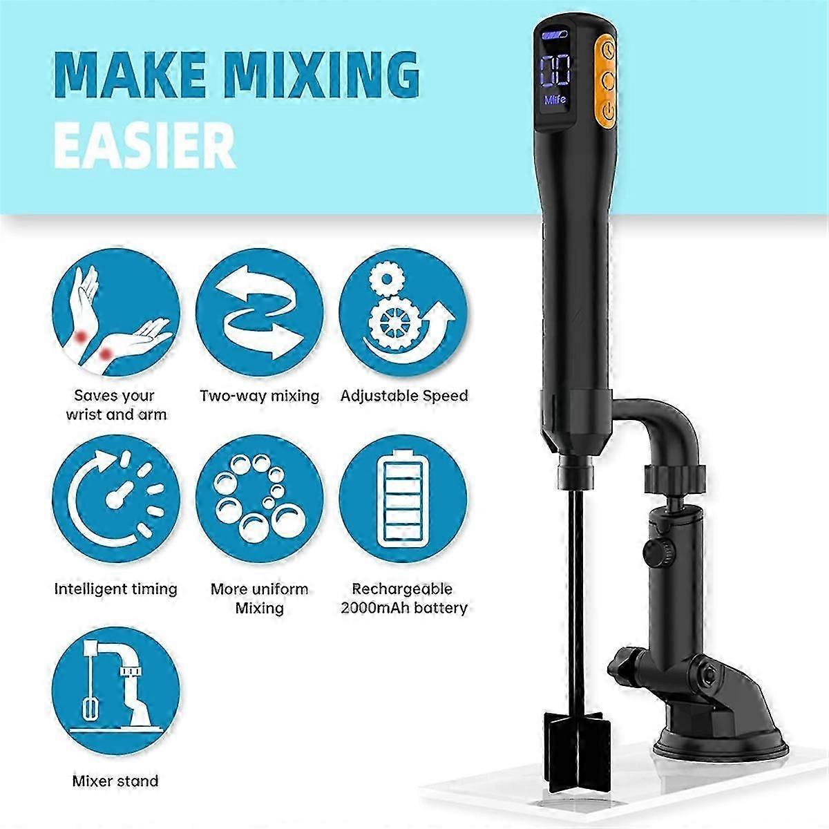 Upgraded Resin Mixer, Epoxy Resin Electric Stirrer, Paint Mixer & Timed ...