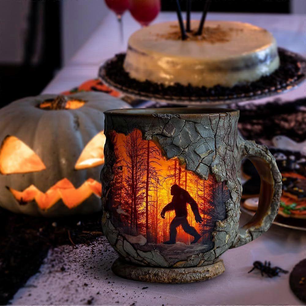 Bigfoot Forest Fire Mug, 3D Vintage Sasquatch Bigfoot Outdoor Coffee ...