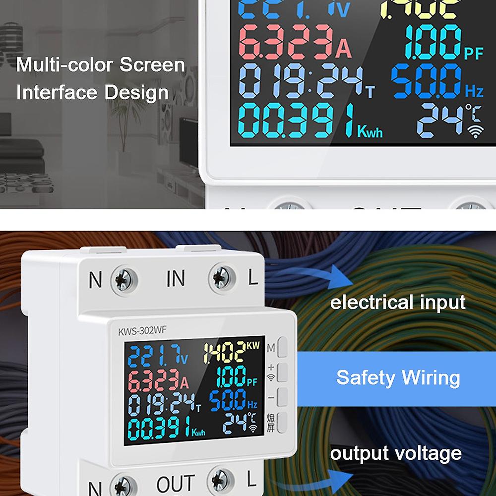 8in1 Power Meter Color Screen 2P Multi-function AC Energy Meter 170 ...