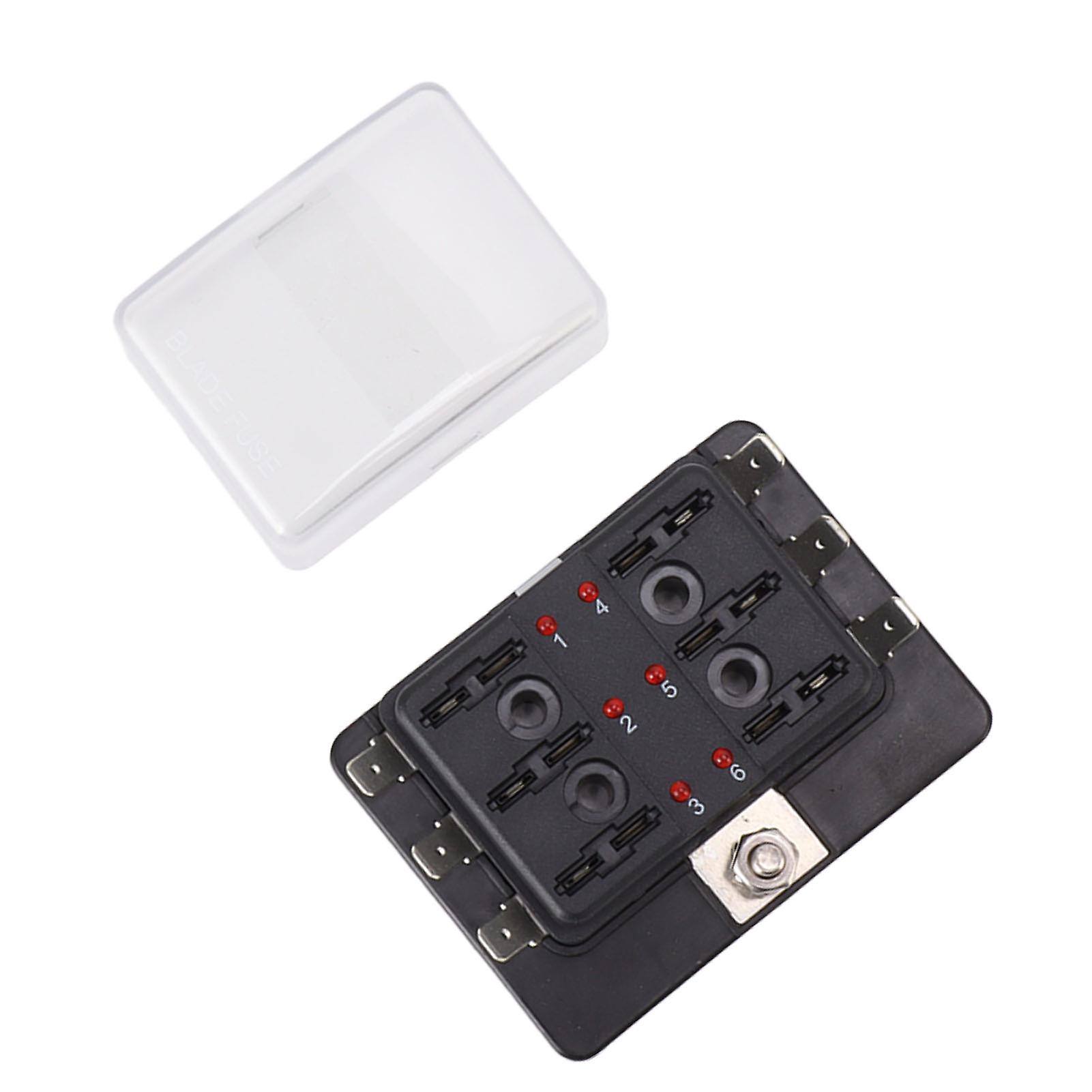 Car Fuse Box 6 Way ATC ATO Waterproof Blade Fuse Block with LED ...