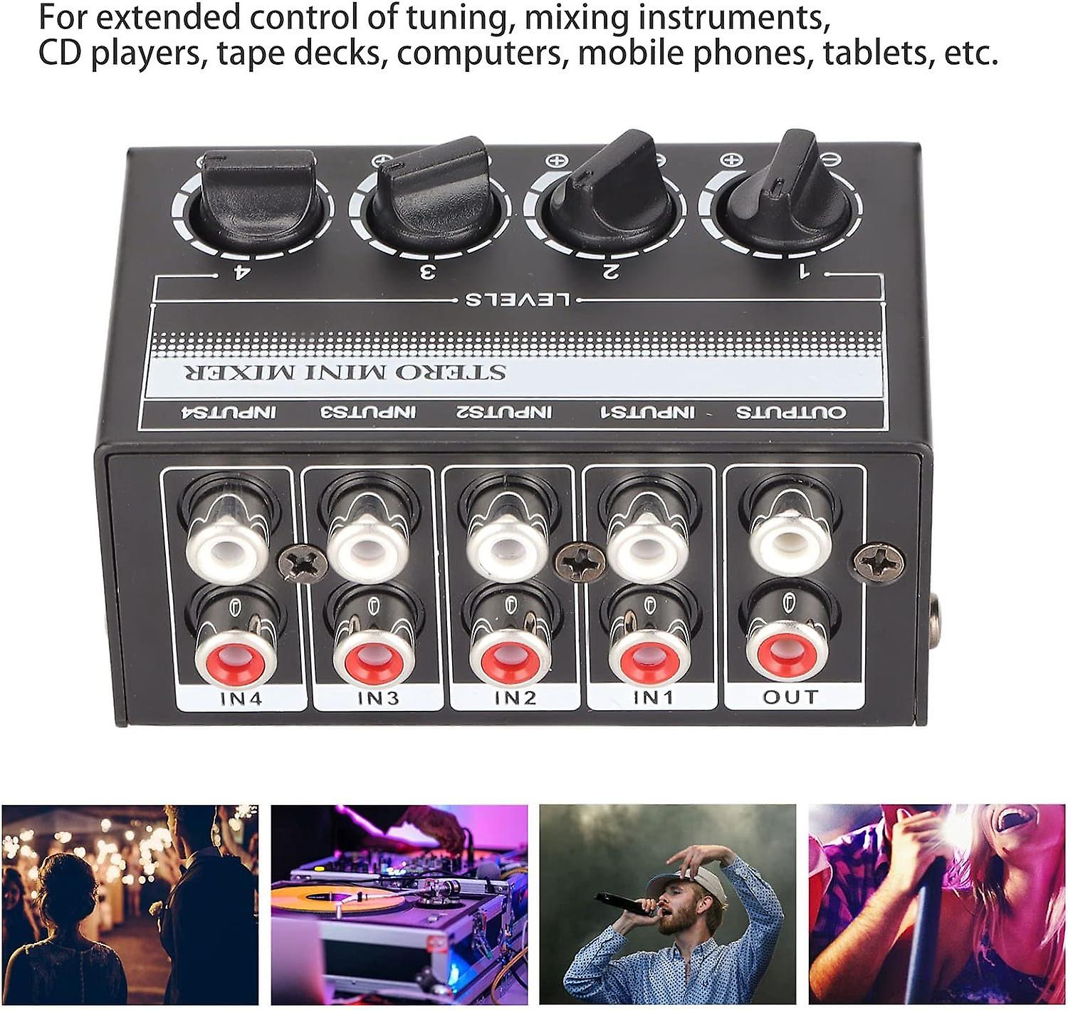 Portable Stereo 4 Channel Audio Mixer, Passive Mixer, Ultra Low Noise ...