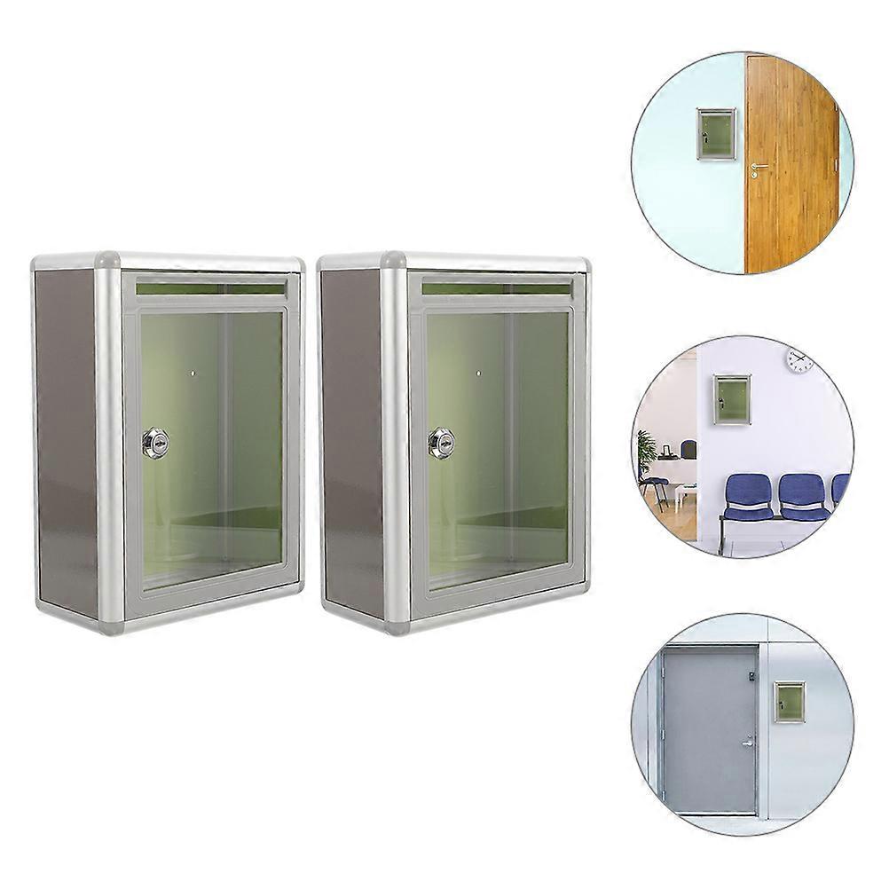 2pcs Wall Mount Postboxes Metal Mail Box Wall Mailbox with Lock Clear ...