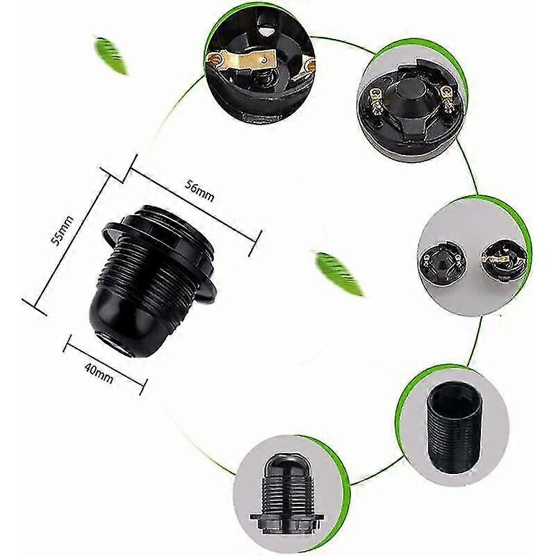 2025,set Of 5 E27 Vintage Lamp Holder Black Bedside Lamp Holder E27 ...