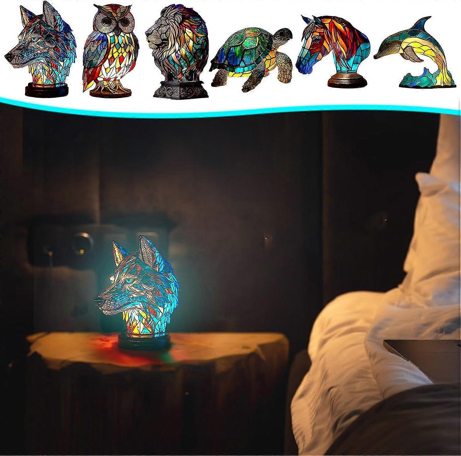 3d Vintage Animal Table Lamp, Resin Stacked Night Light, Bohemian Resin ...
