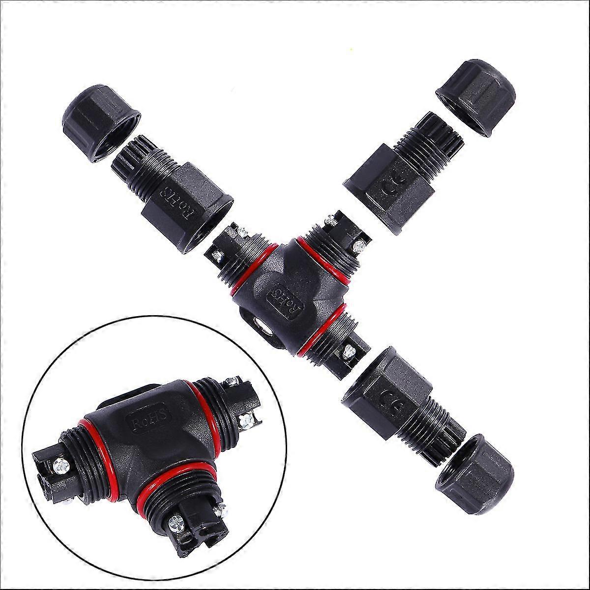2PCS IP68 T Model Junction Box Cable Connector Waterproof Outdoor ...