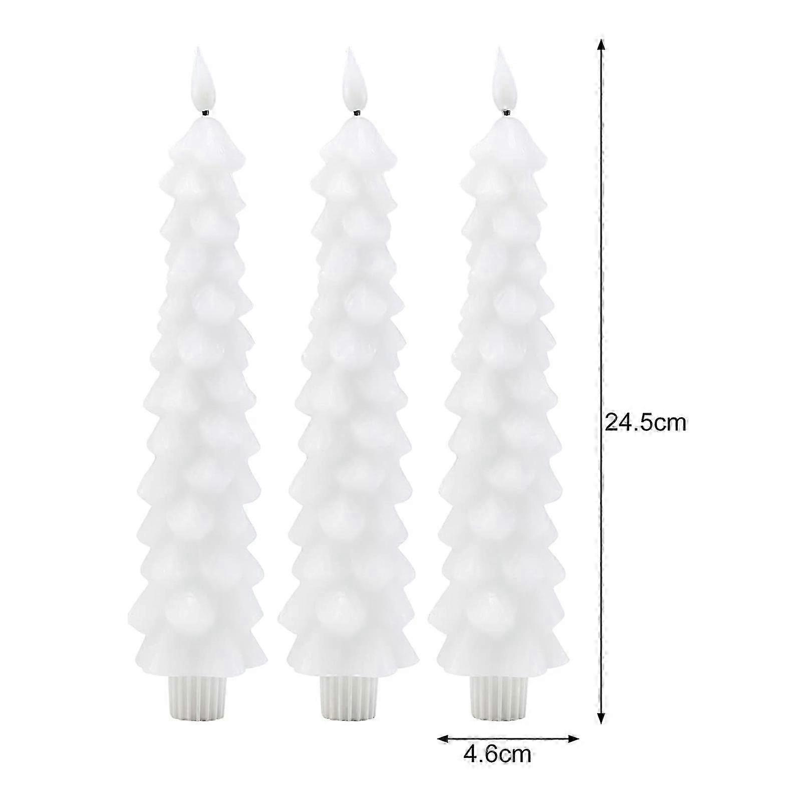 4 Pcs Flameless Candle Light LED Christmas Tree Shaped Candles with 3D ...