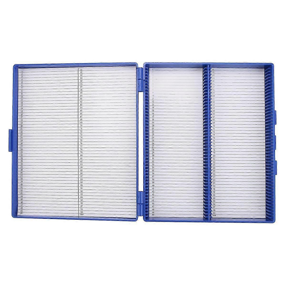 Royal Blue Plastic Rectangle Hold 100 Microslide Slide Microscope Box ...